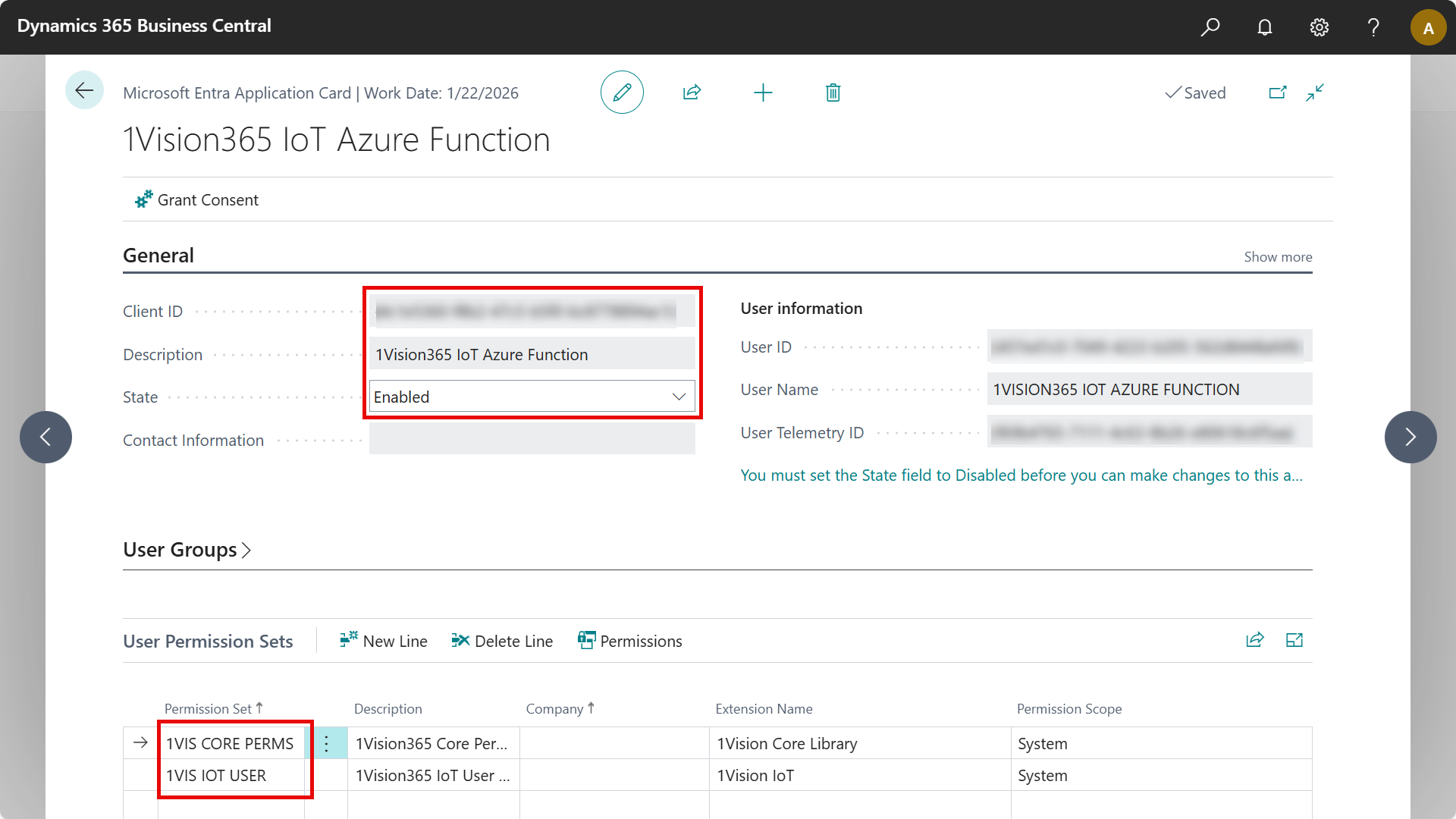 SETUP THE MICROSOFT ENTRA APPLICATION IN BUSINESS CENTRAL – 1Vision365